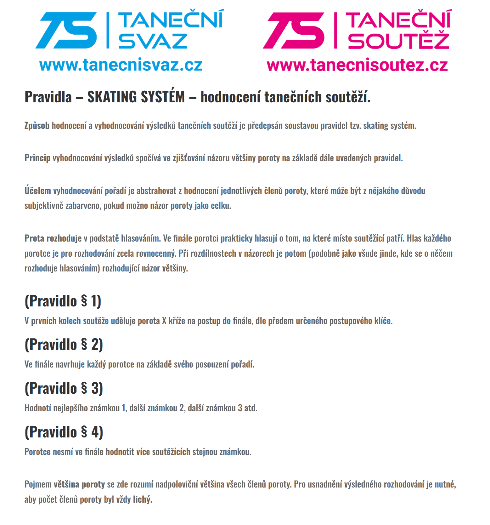 Skating systém | TANEČNÍ SOUTĚŽ